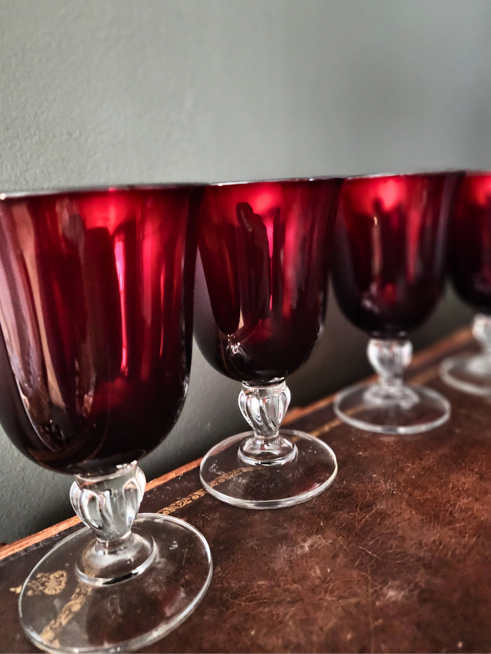 Cristal D’Arques-Durand Ruby Red Water Goblets - 'Casual Settings' Vin ...